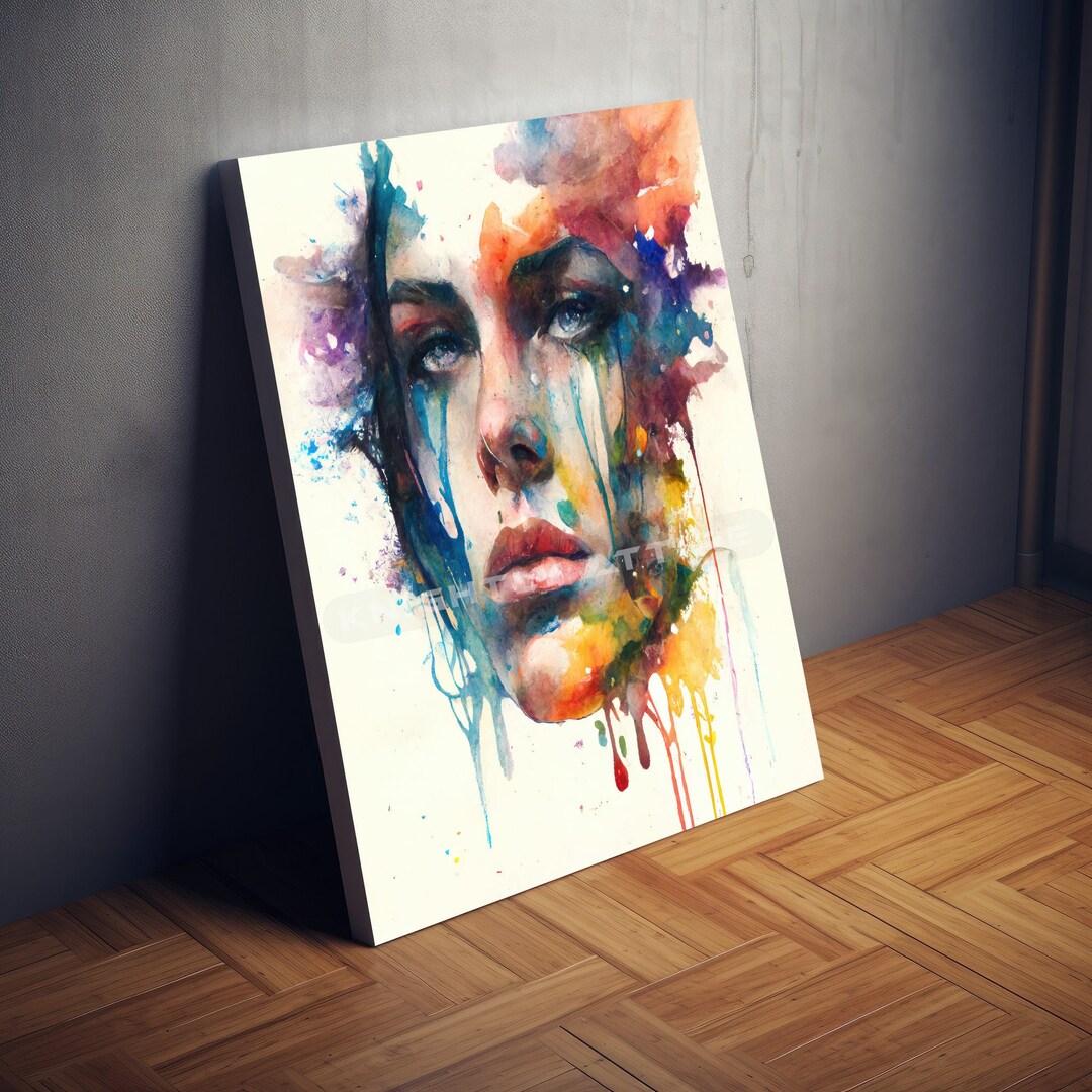 Paint Splatter Portrait regretful Reflections Wall Art Female Portrait ...