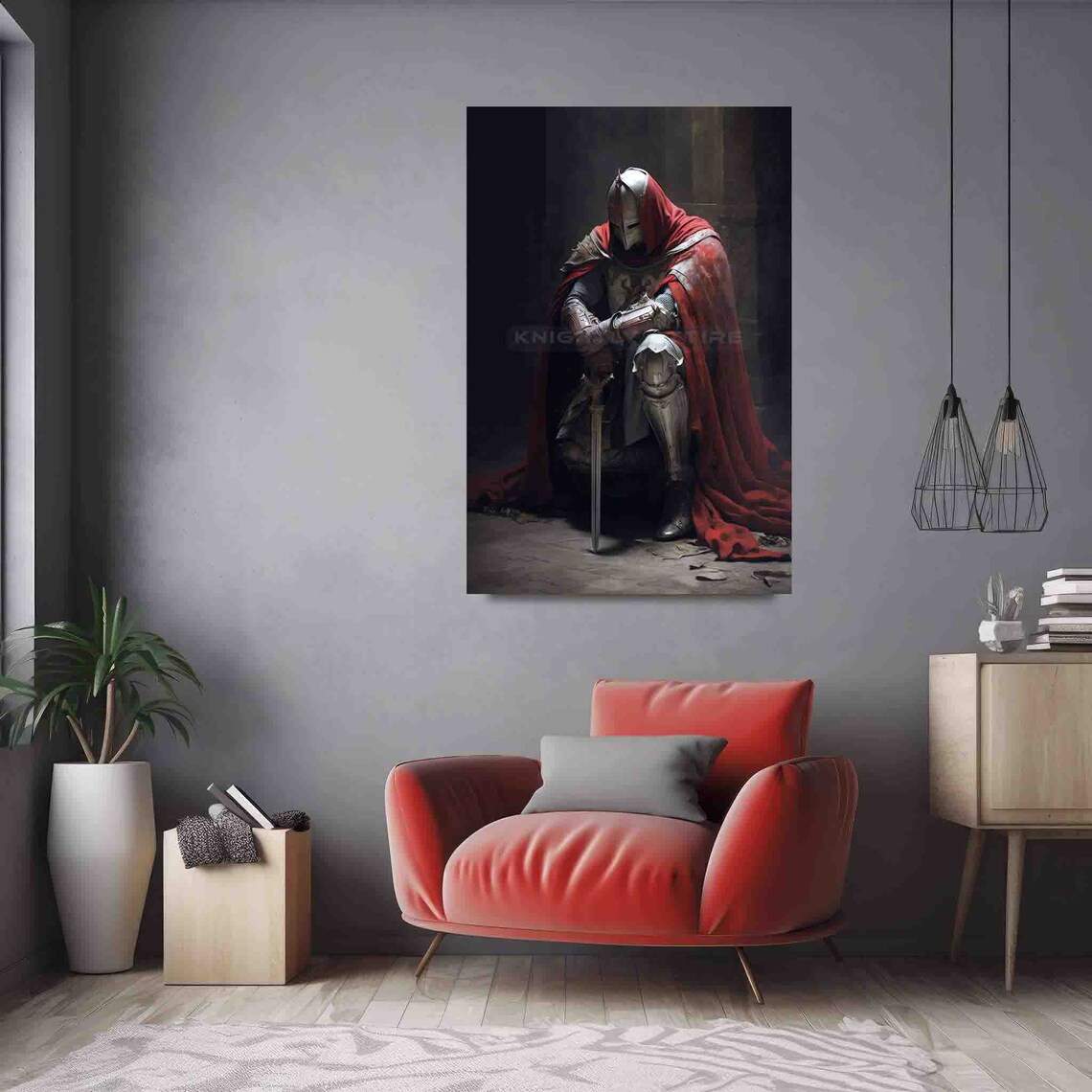Medieval Knight Wall Art Medieval Kneeling Warrior - Etsy
