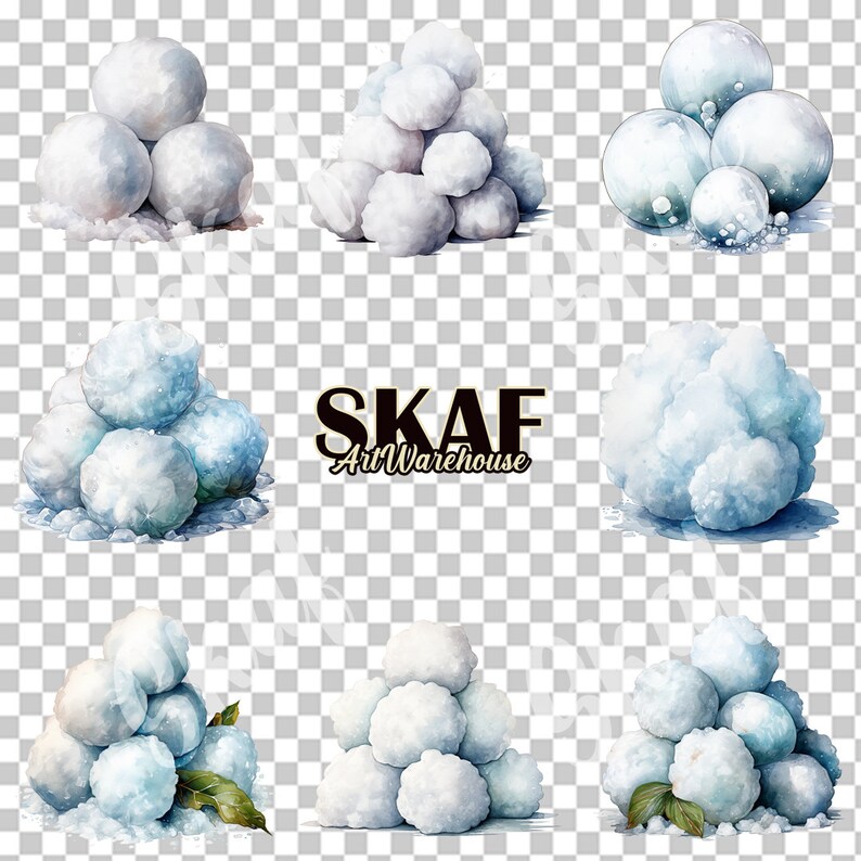 Snowballs Clipart Bundle, 30 High Quality Watercolor Cliparts ...