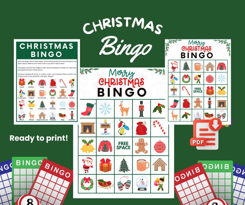 Christmas Bingo Printable Bingo Cards Winter Games for Family and ...