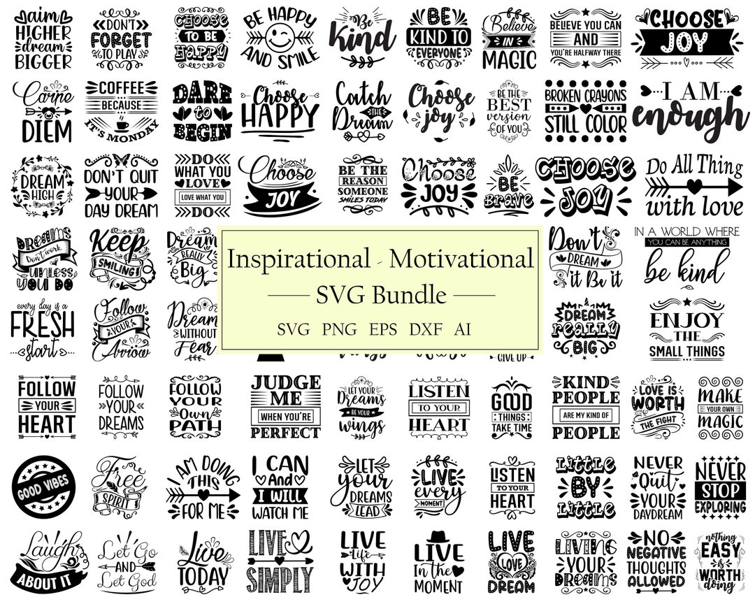 125 Inspirational Svg Bundle, Inspirational Quotes Svg Bundle ...