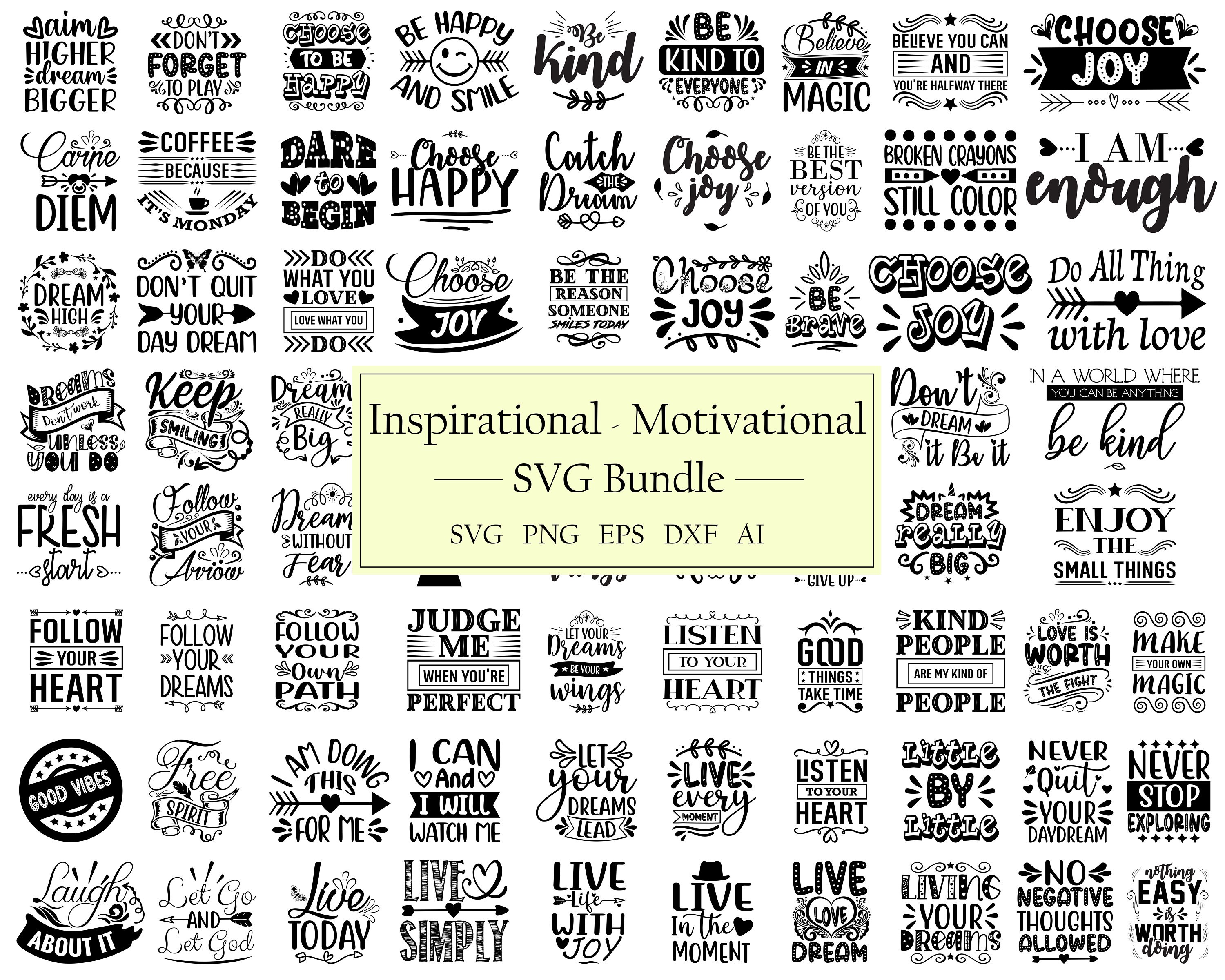 125 Inspirational Svg Bundle, Inspirational Quotes Svg Bundle ...