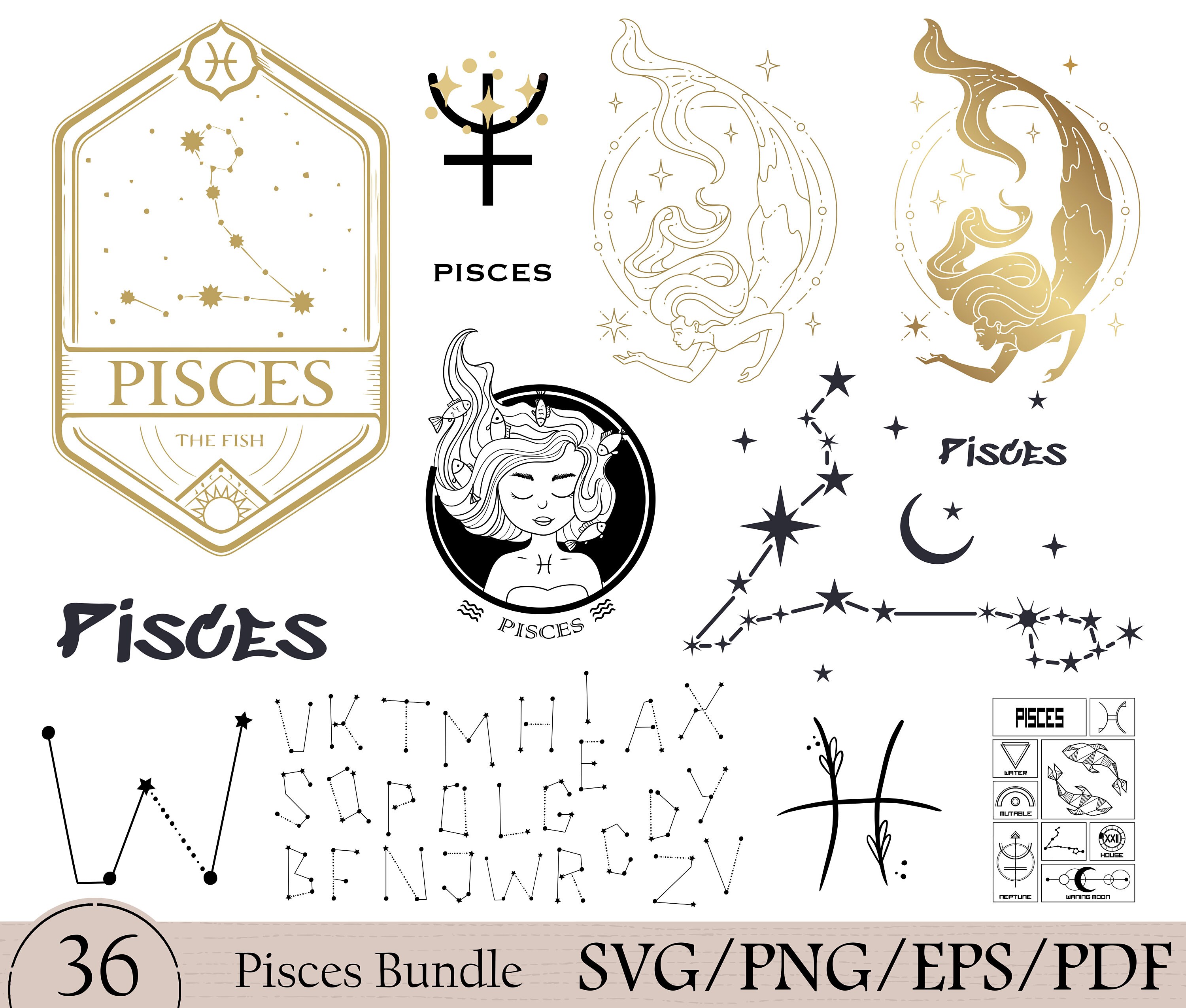 36 Pisces Queen Svg Bundle, Pisces Svg Bundle, Zodiac Svg, Zodiac Sign ...