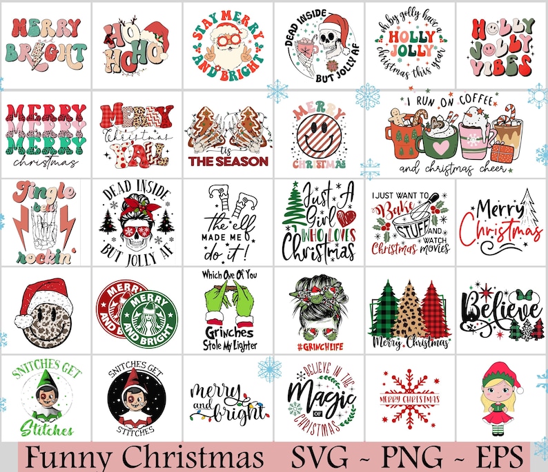 Christmas SVG Bundle, Funny Christmas SVG, Cut File, Cricut, Clip Art ...
