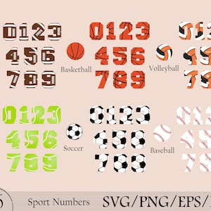 Sports Number Svg Bundle, Baseball, Basketball, Soccer, Football ...