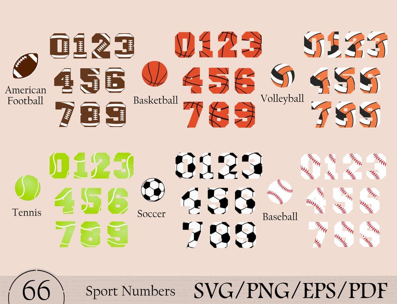 Sports Number Svg Bundle, Baseball, Basketball, Soccer, Football ...