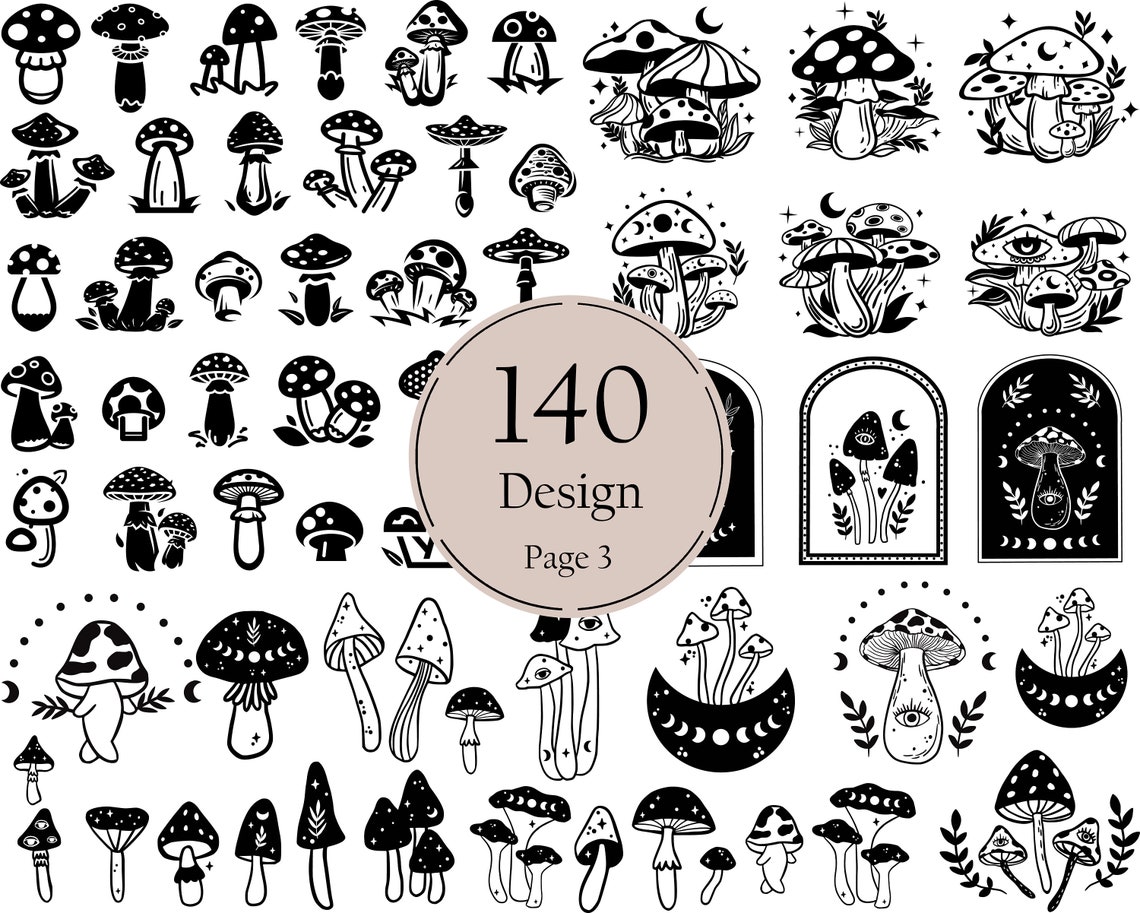 140 Mushroom Svg Mushroom Svg Bundle Mushroom Clipart Mystical Moon ...