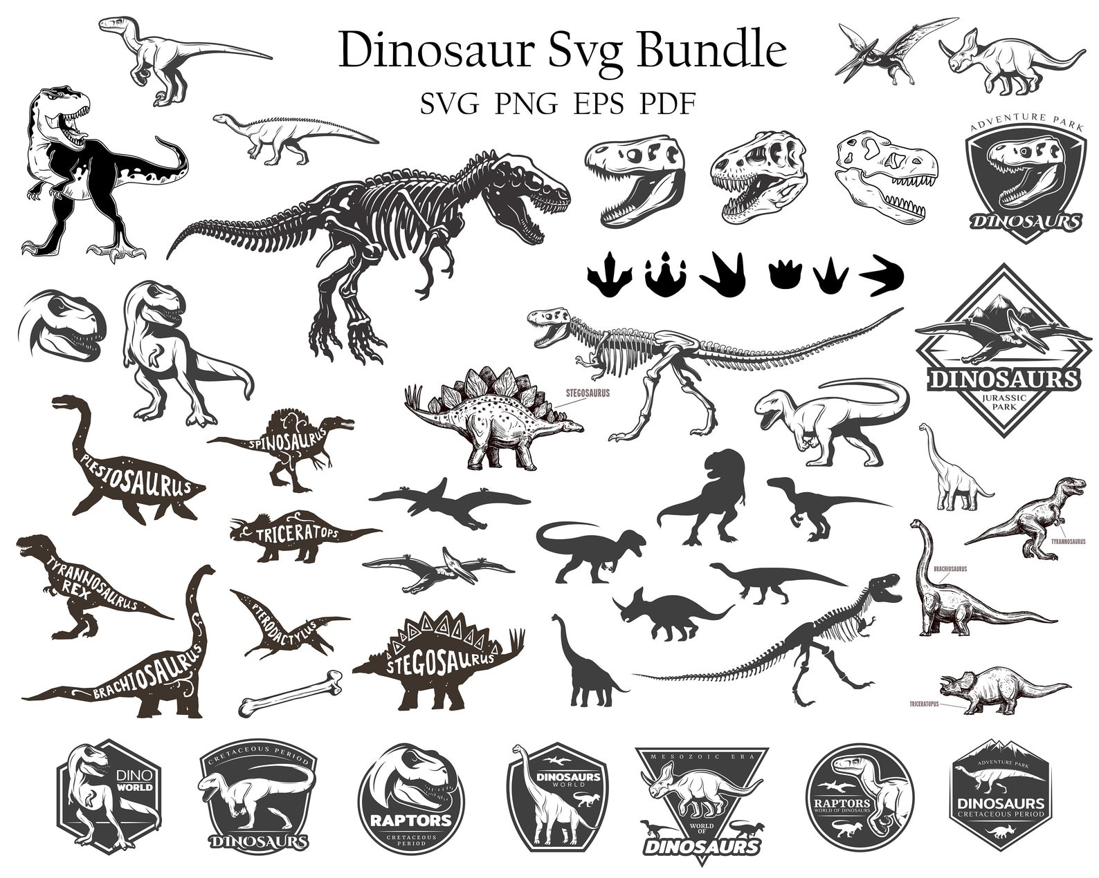 Dinosaur SVG Bundle | Dinosaur Outline SVG | Dinosaur Coloring SVG ...