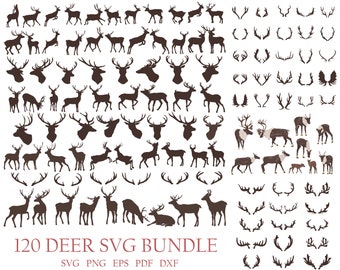 Deer SVG Bundle, Deer PNG Bundle, Deer Clipart, Deer SVG Cut Files for ...