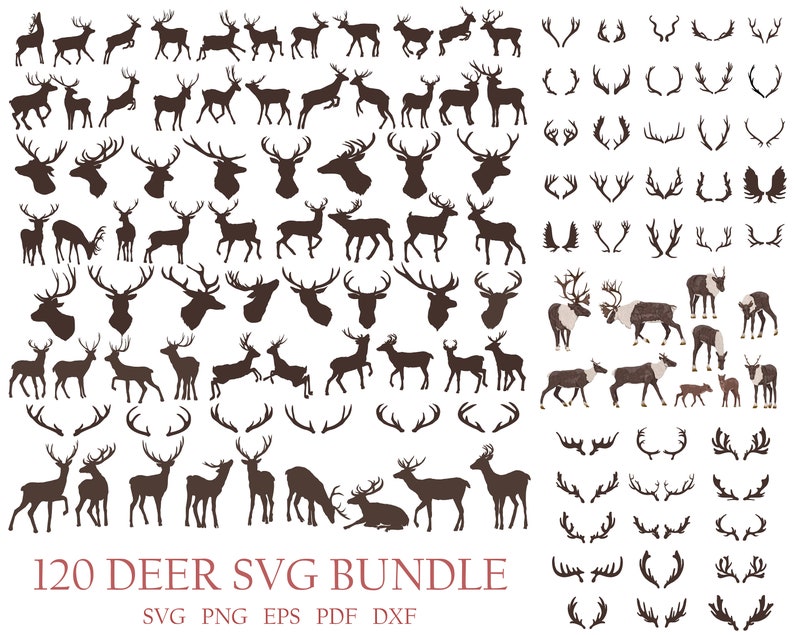 120 Deer SVG Bundle, Deer PNG Bundle, Deer Clipart, Deer SVG Cut Files ...