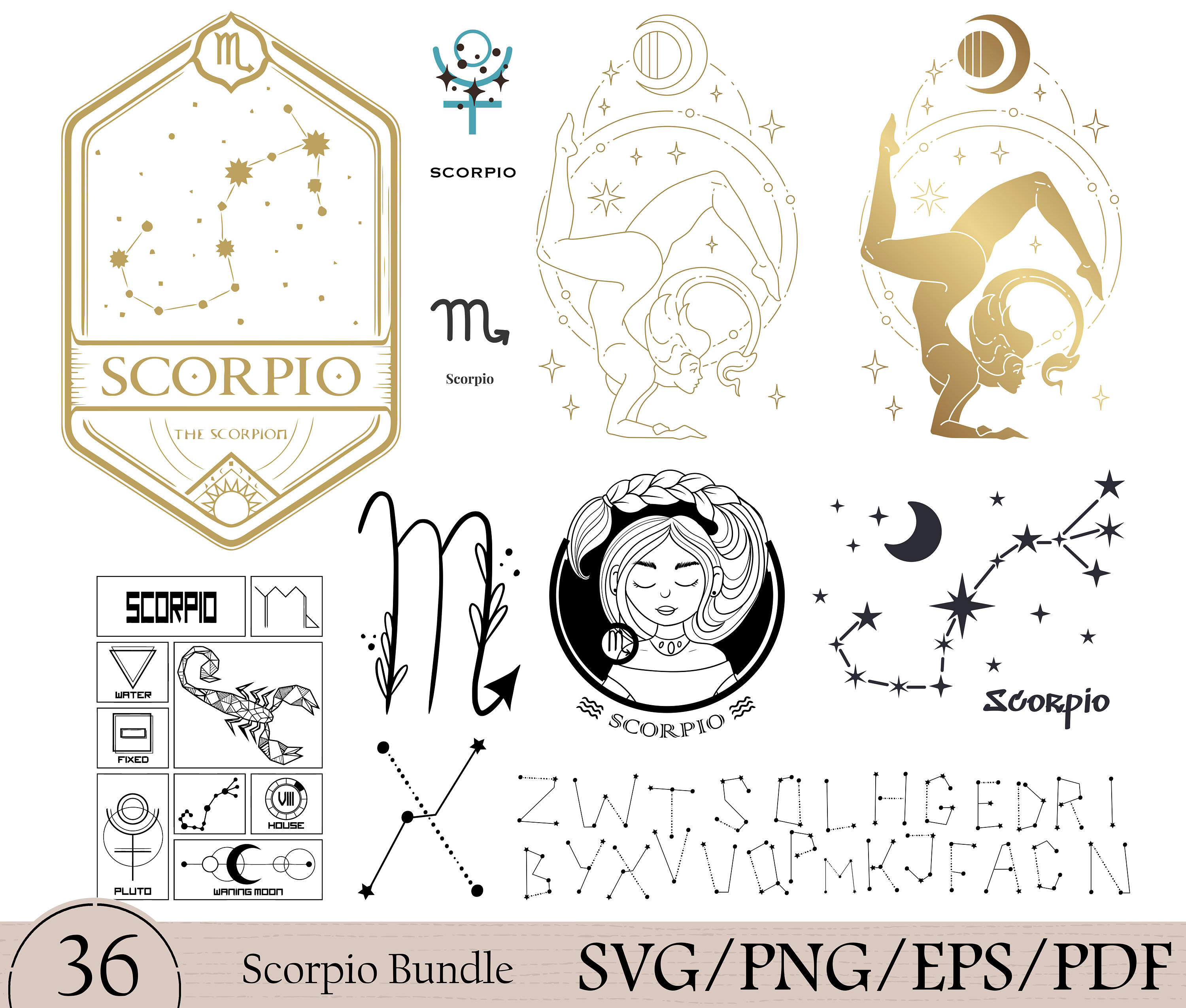 36 Scorpio Queen Svg Bundle, Scorpio Svg Bundle, Zodiac Svg, Zodiac ...