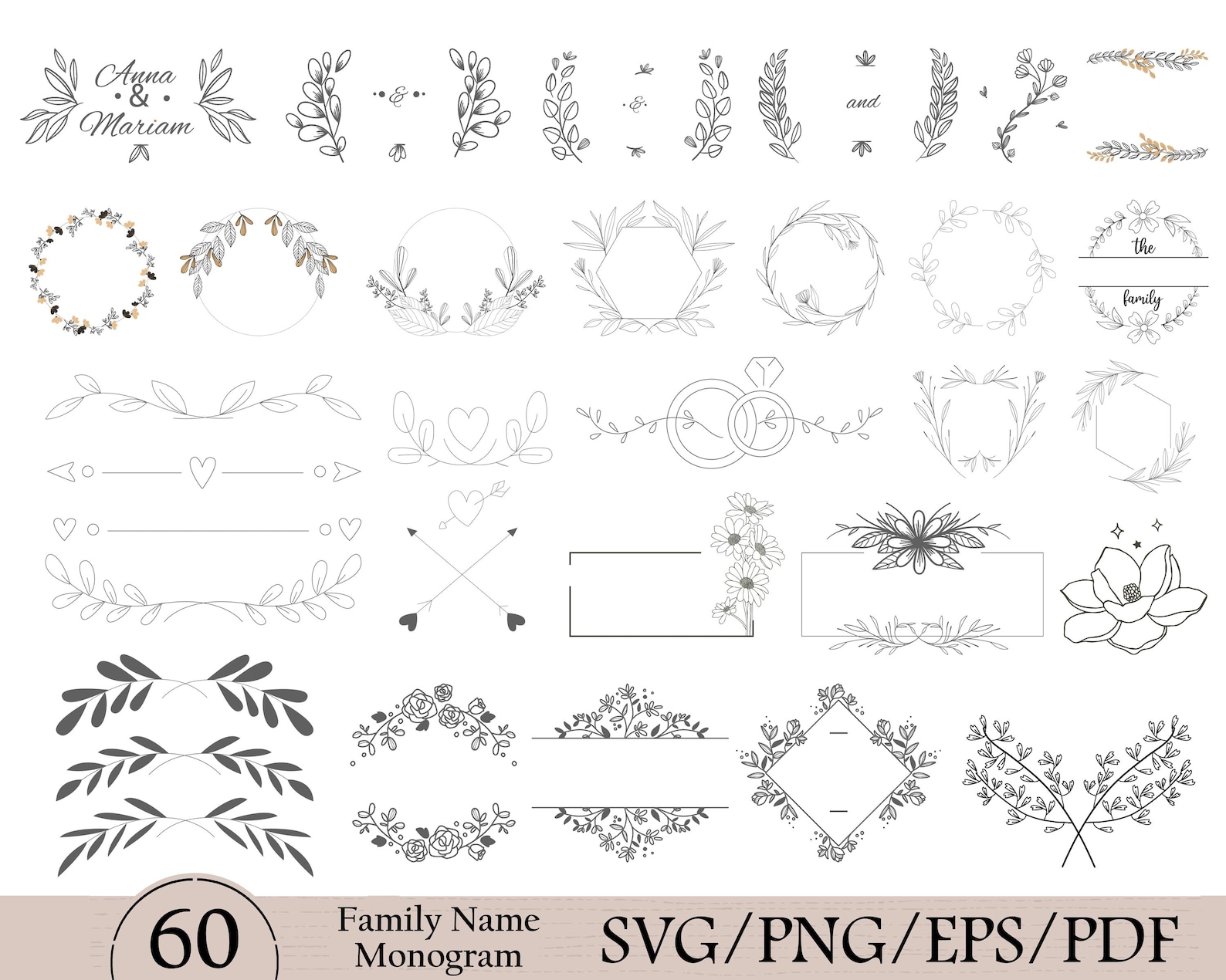 Family Sign Monogram Svg Bundle | Family Name Svg | Wedding Monogram ...