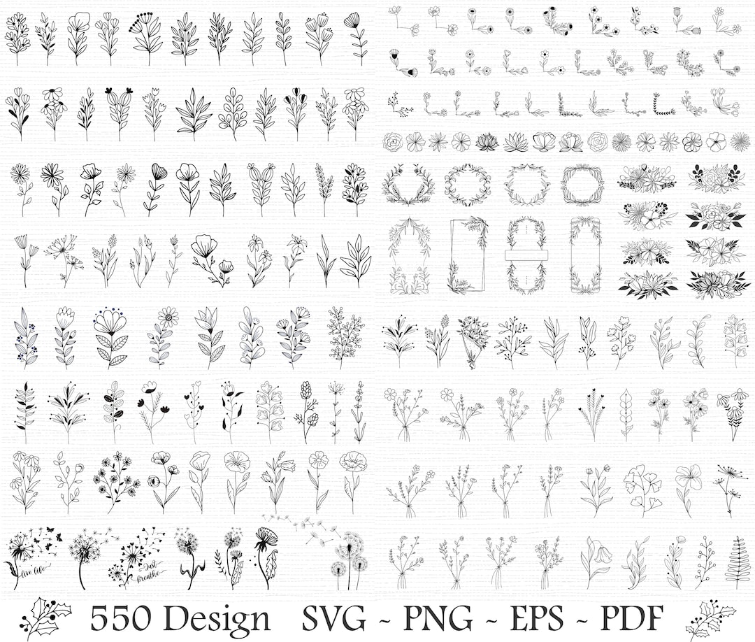 550+ Wildflower SVG Bundle Wildflower Vector Wildflower Silhouette ...