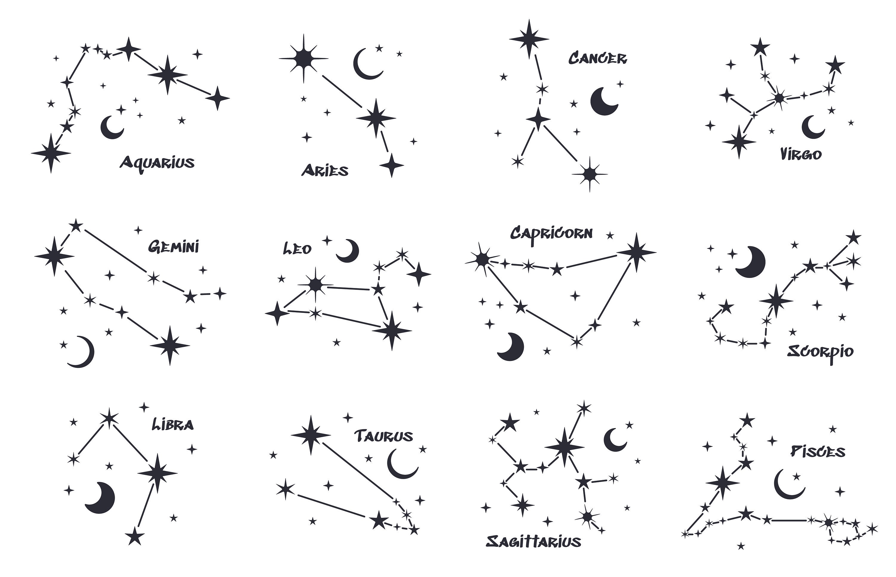 Zodiac Signs Svg Bundle Horoscope Svg Bundle Celestial Star Sign Svg