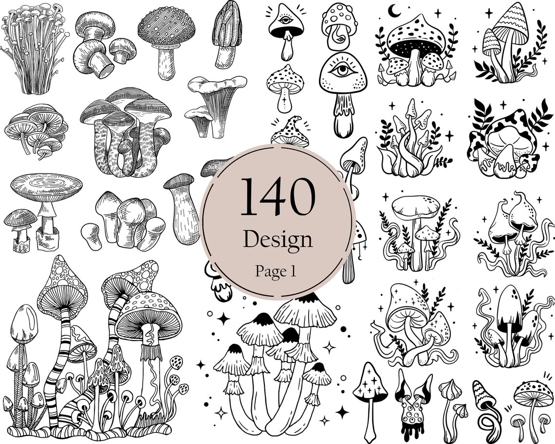 140 Mushroom Svg Mushroom Svg Bundle Mushroom Clipart Mystical Moon ...