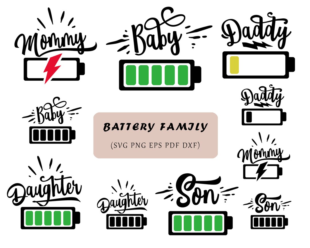 Family Battery Bundle Svg, Family Svg, Baby Battery, Mom Battery, Daddy ...