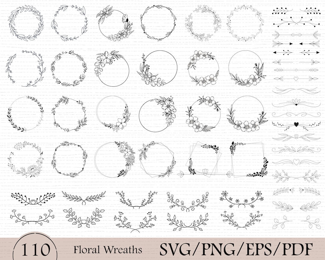 110 Wreath Svg Bundle | Floral Wreath Bundle | Laurel Wreath Svg ...