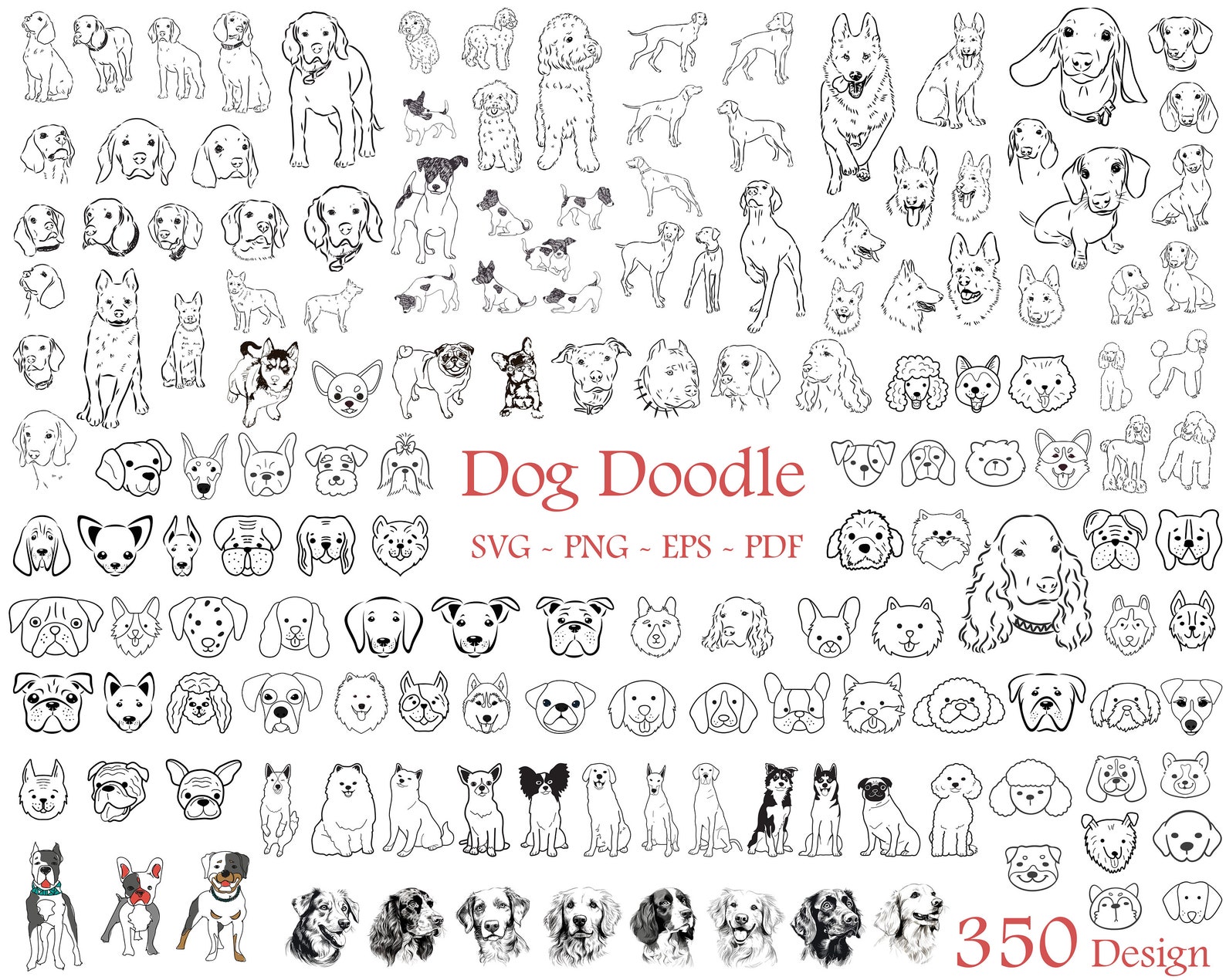 300 Dog Svg Bundle Dog Drawing Svg Dog Svg Dog Lover Svg Dog Moma Svg ...