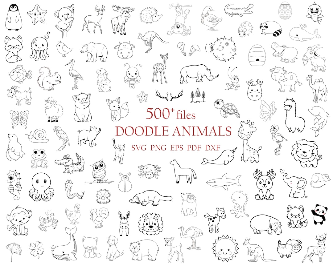 500 Files Animal Doodle Svg Bundle | Animal Svg | Doodle Svg | Safari ...