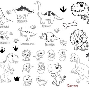 100 Dinosaur Doodle SVG Bundle | Dinosaur Outline SVG | Dinosaur ...