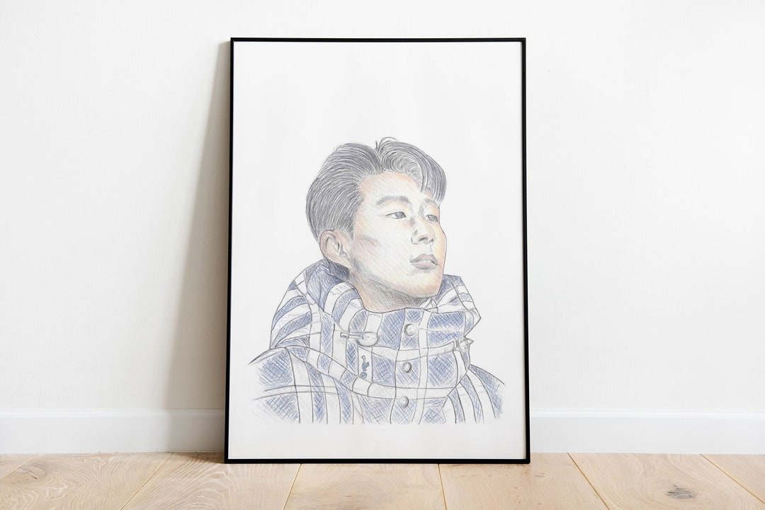 Son Heung-min Portrait Drawing Print of Son Heung-min, Portrait of ...