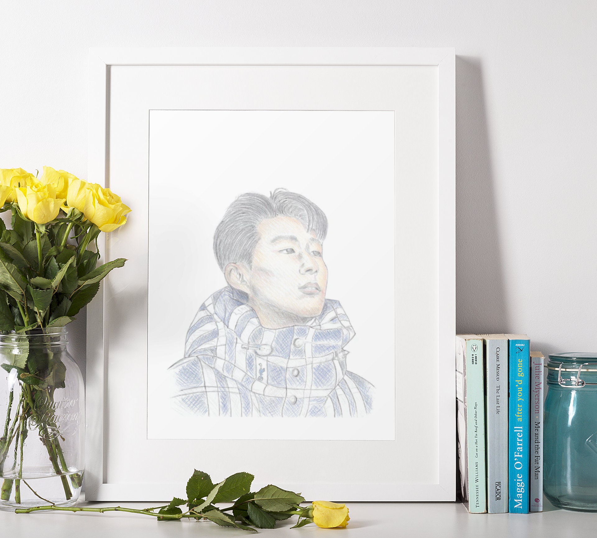 Son Heung-min Portrait Drawing; A5 Digital Print of Son, Portrait of ...