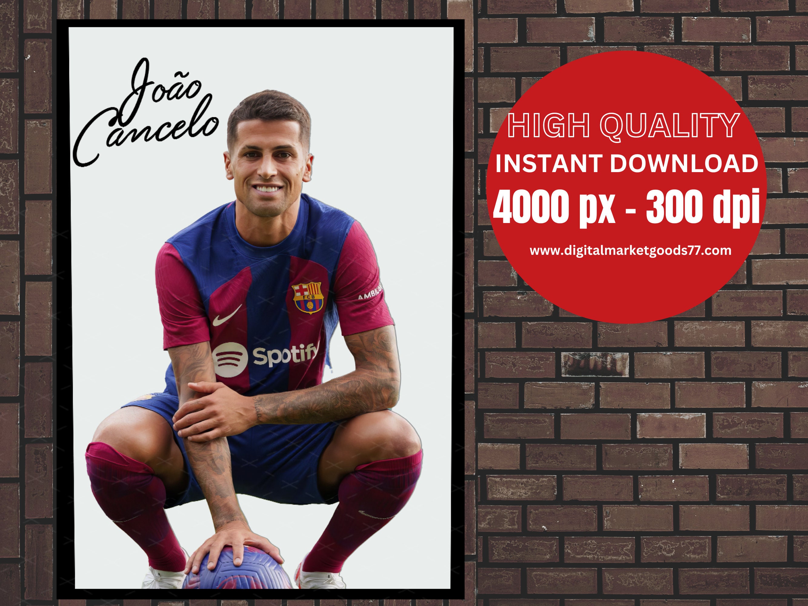 Joao Cancelo Poster Barcelona Print Poster Svg Wall Art Png La Liga Fc ...