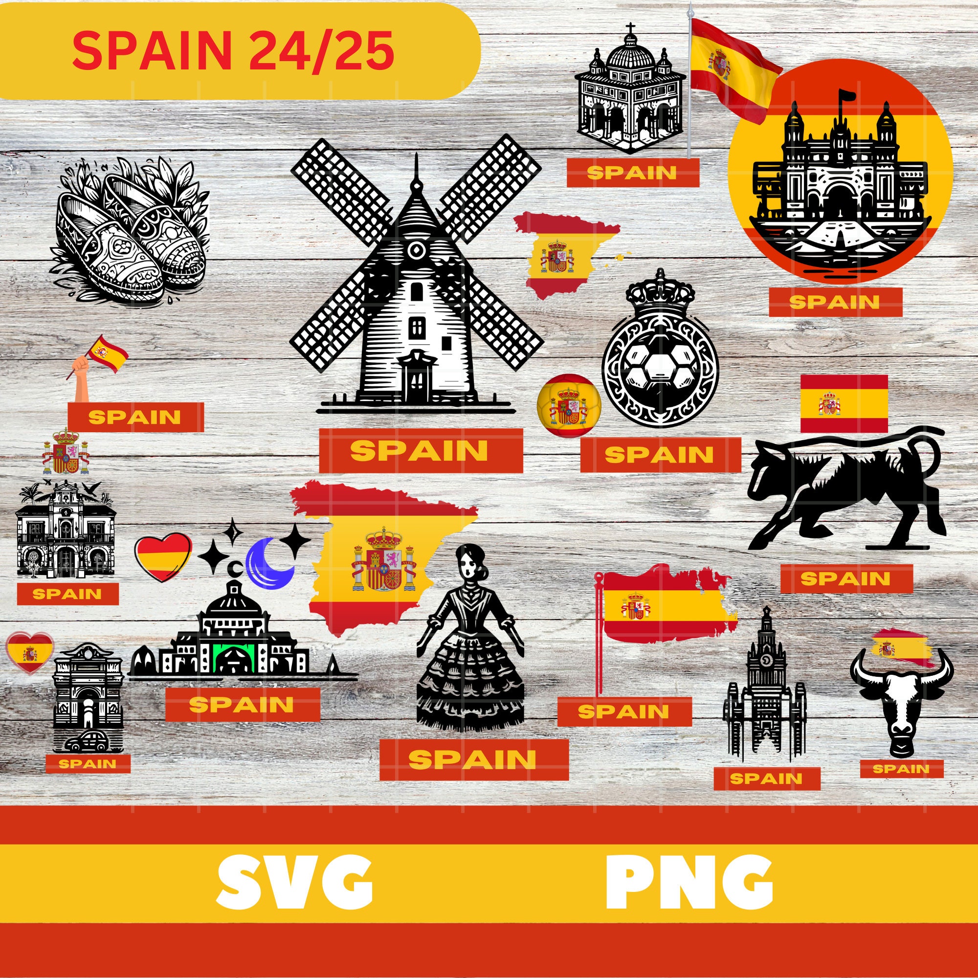 Spain Euro 2024 Vector SVG PNG Bundle Spain Soccer Svg Euro Spain ...