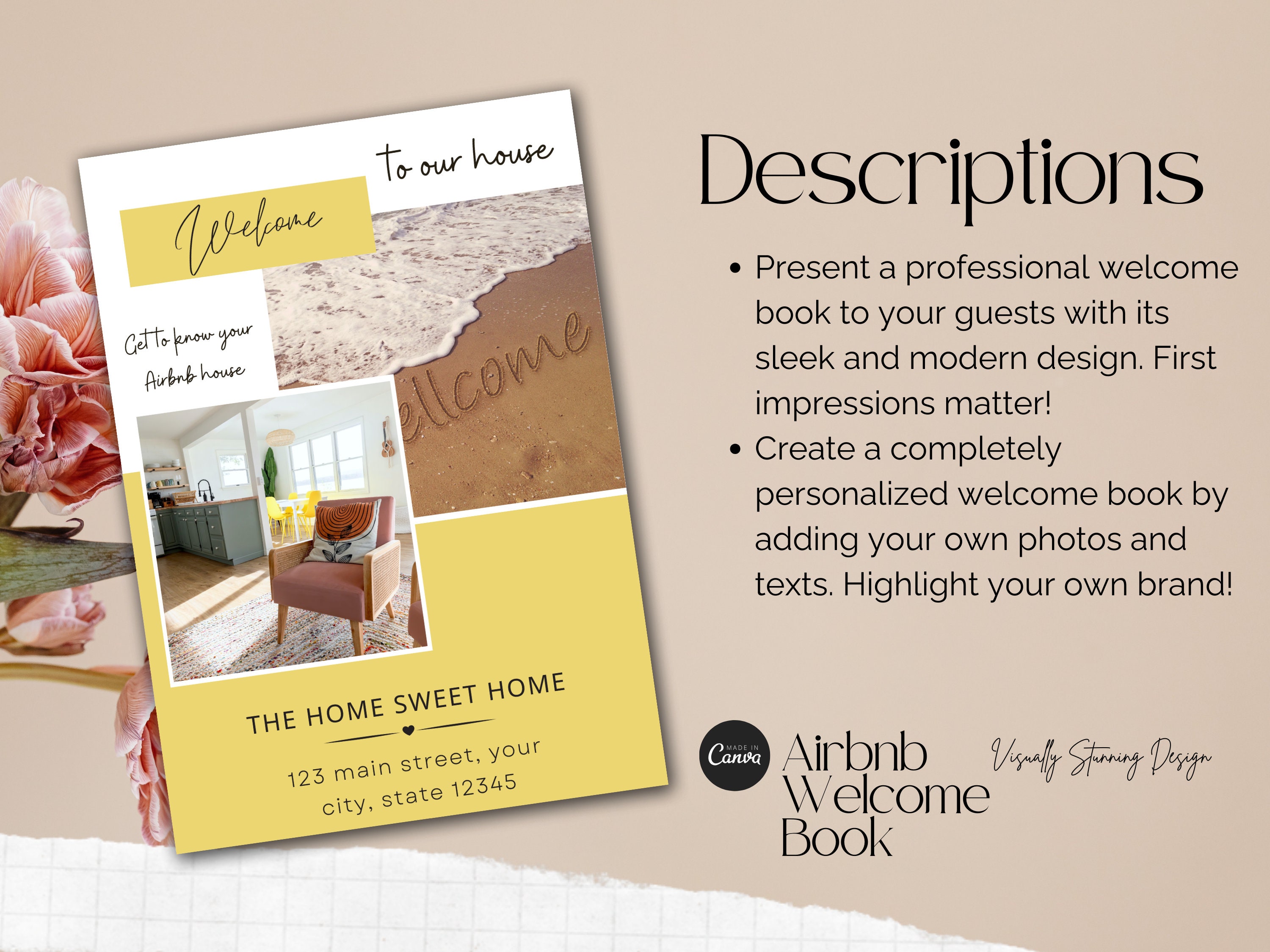 Personalized Rental Guide Airbnb & VRBO Welcome Book Template Easy-to ...