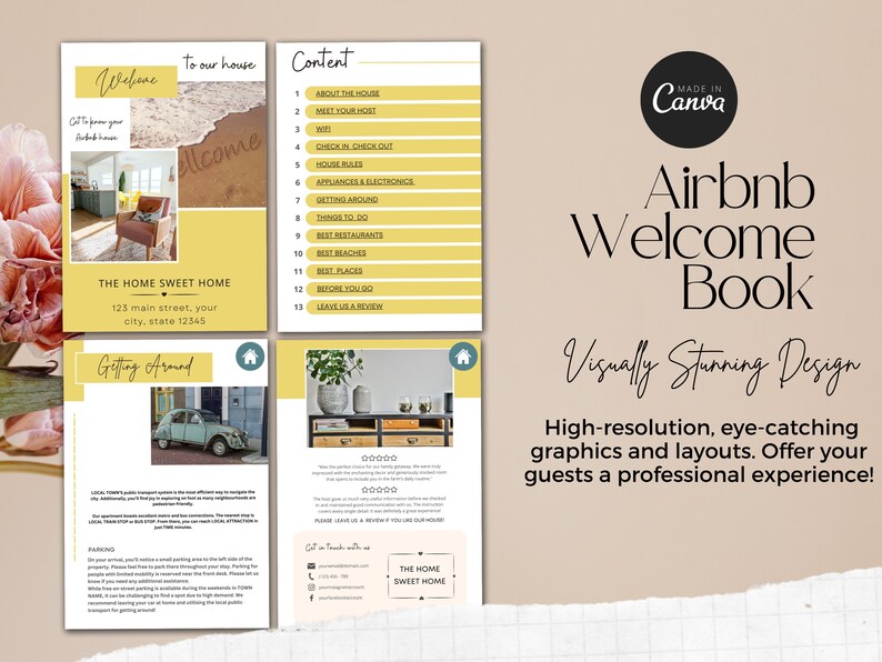 Personalized Rental Guide Airbnb & VRBO Welcome Book Template Easy-to ...