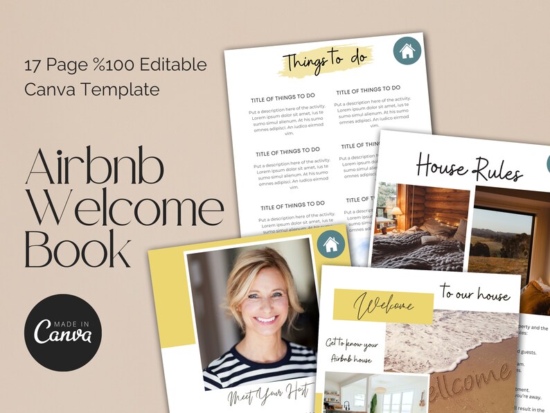 Personalized Rental Guide Airbnb & VRBO Welcome Book Template Easy-to ...