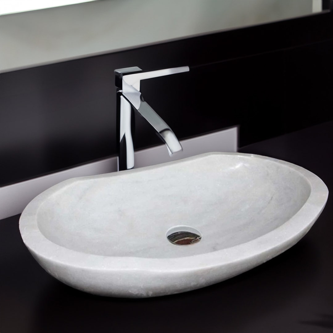 Marble Protruding Sink, Handcrafted %100 Natural Stone White Boat ...