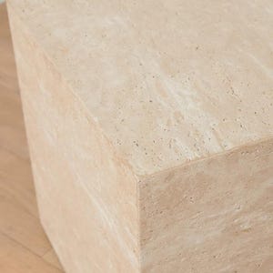 Travertine Cube Side Table, Beige Color Heavy Unique Coffee Table ...
