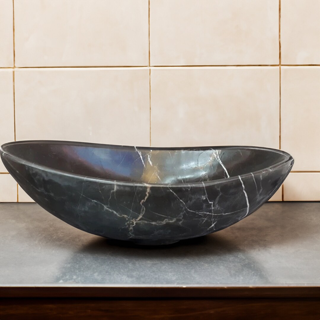 Marble Deep Boat Sink, Toros Black Bathroom Vanity Washbasin - Etsy