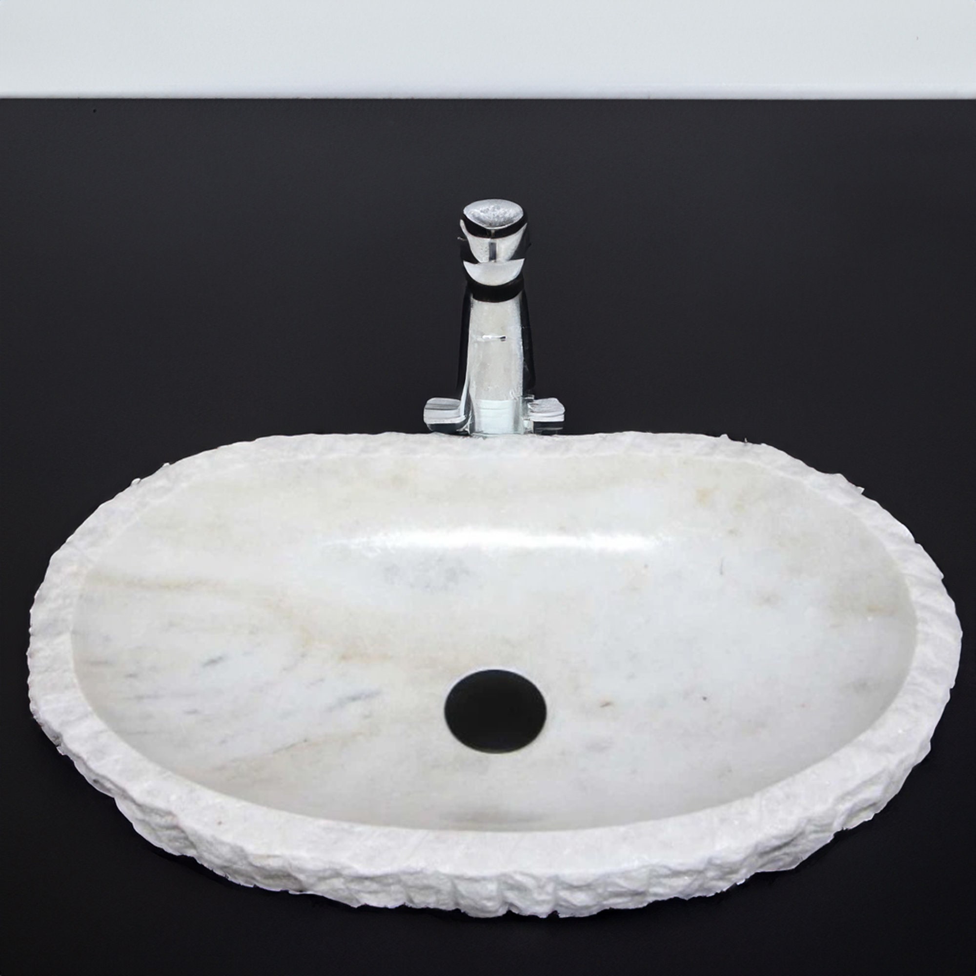 White Marble Trough Sink, Verticel Split Design Vessel, %100 Natural ...