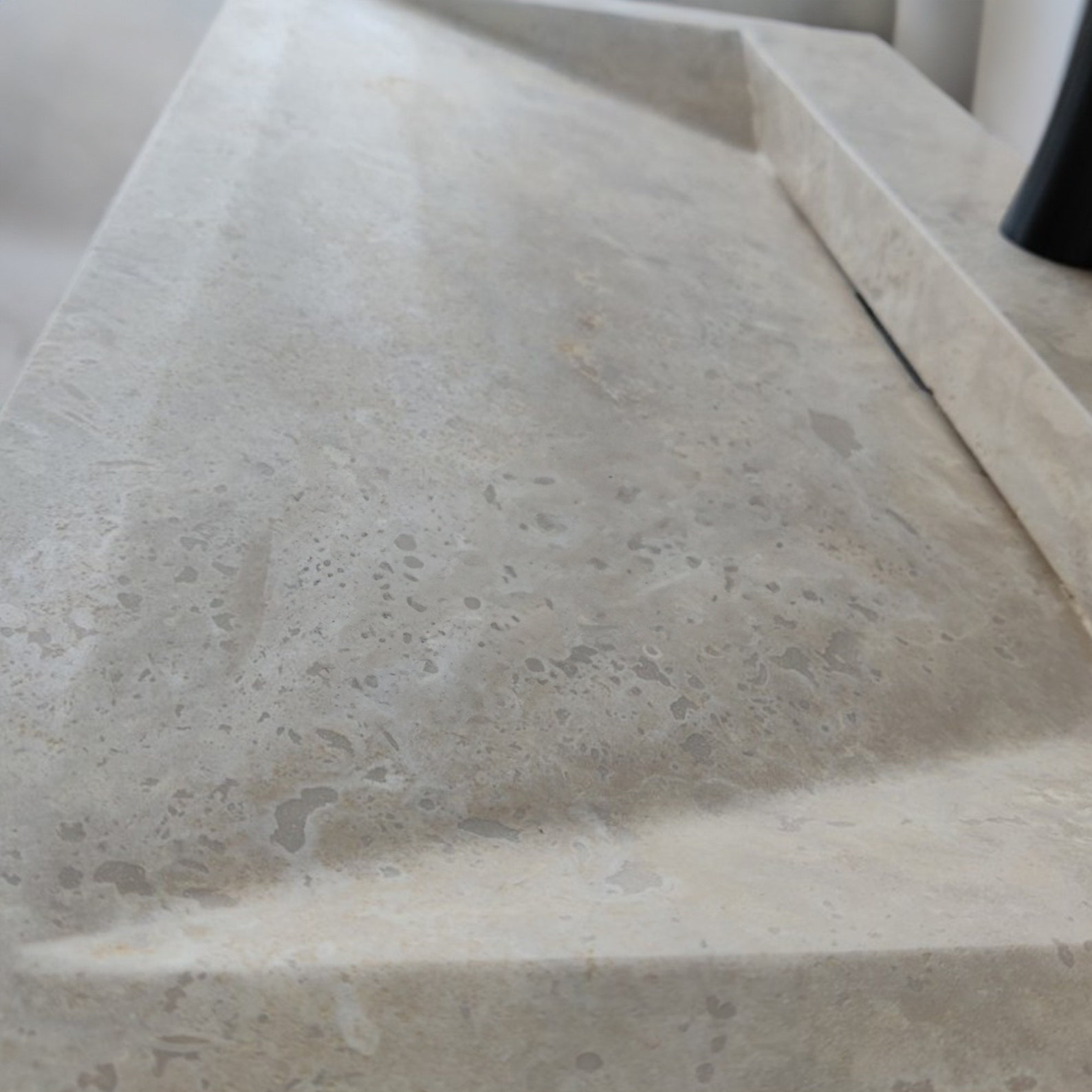 Travertine Concealed Drain Sink Rectangular Handmade Natural Stone ...
