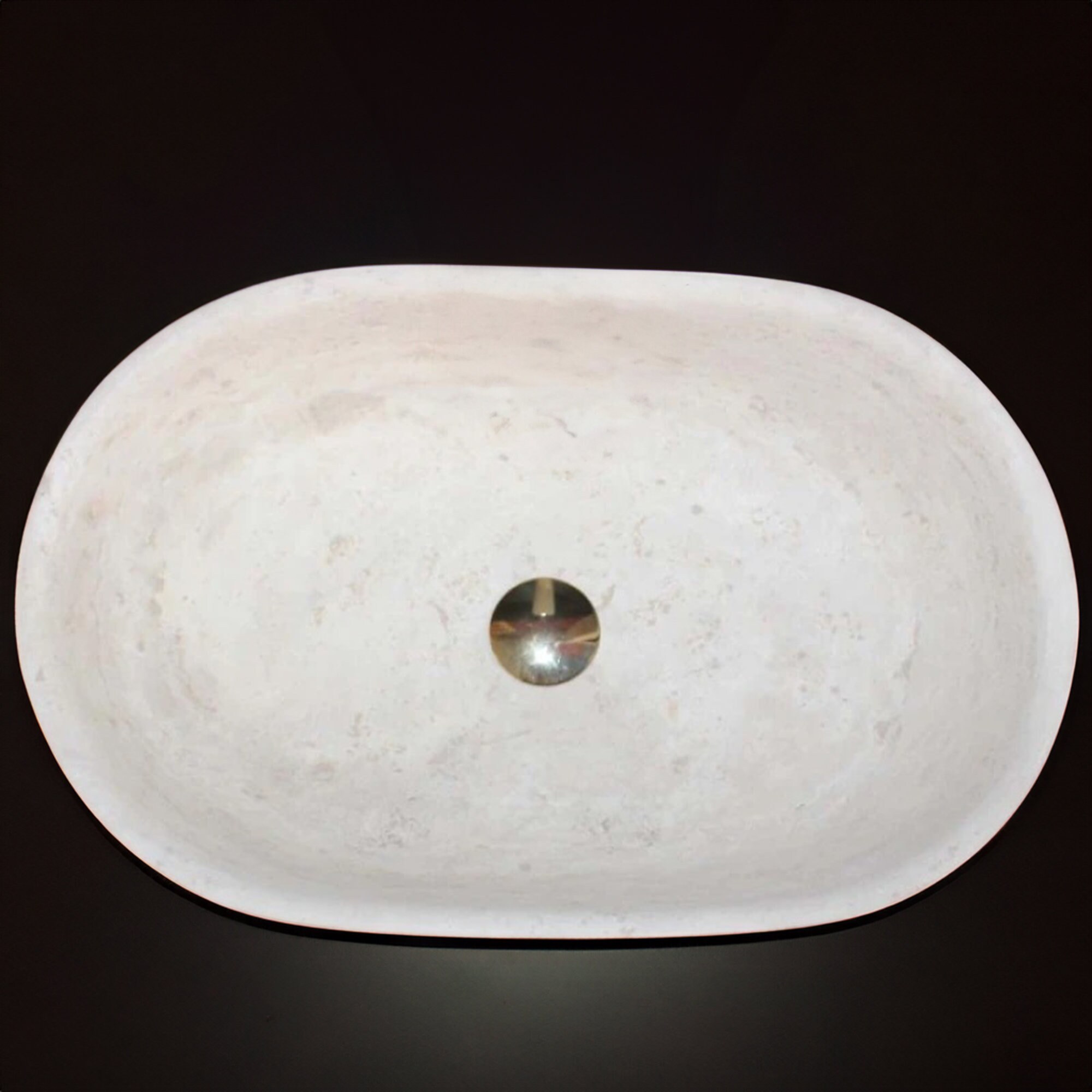 Travertine Ellipse Sink, Natural Stone Thin Edge, Trough Vessel ...