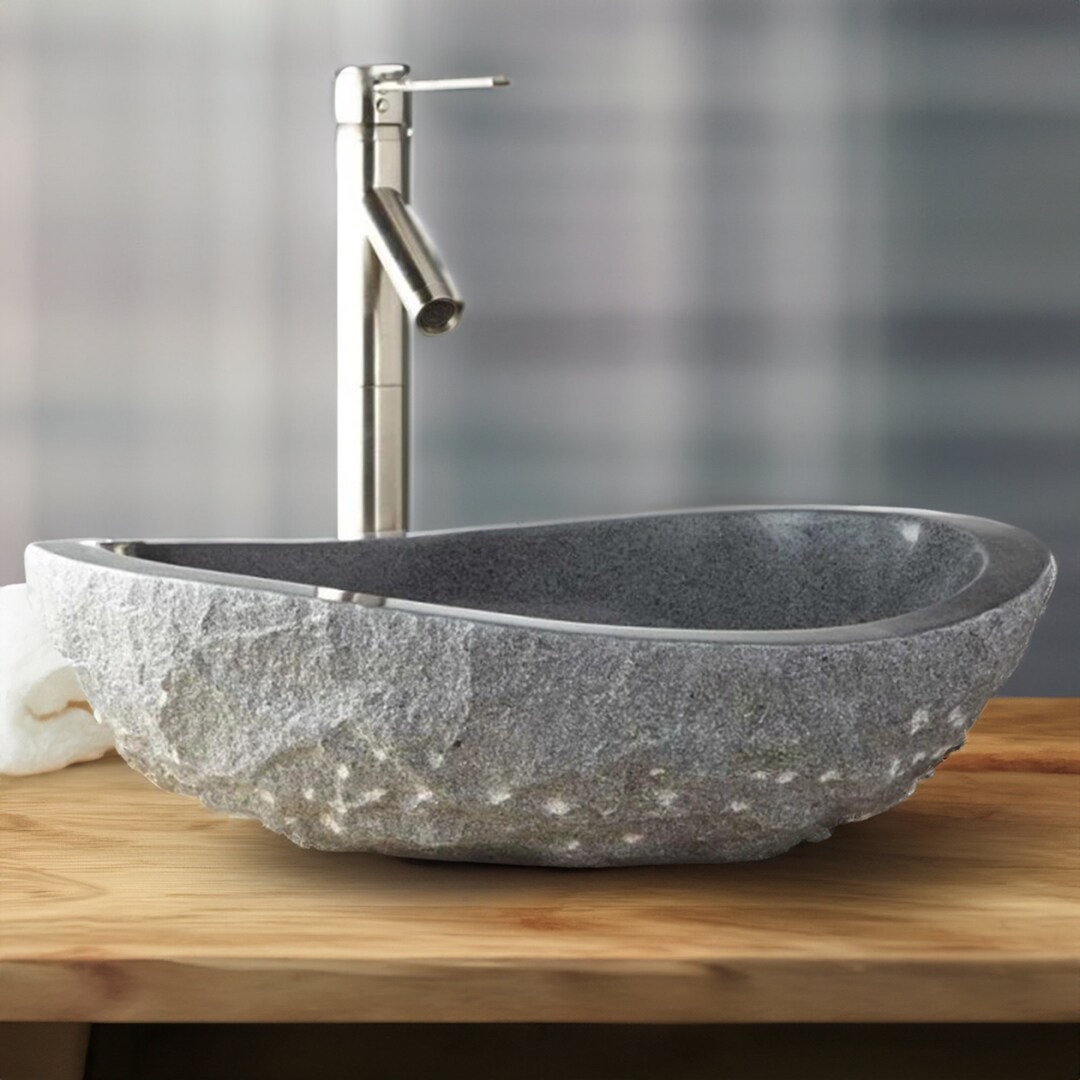 Basalt Washbasin - Naturally Exploded Vessel Sink With Faucet Hole ...