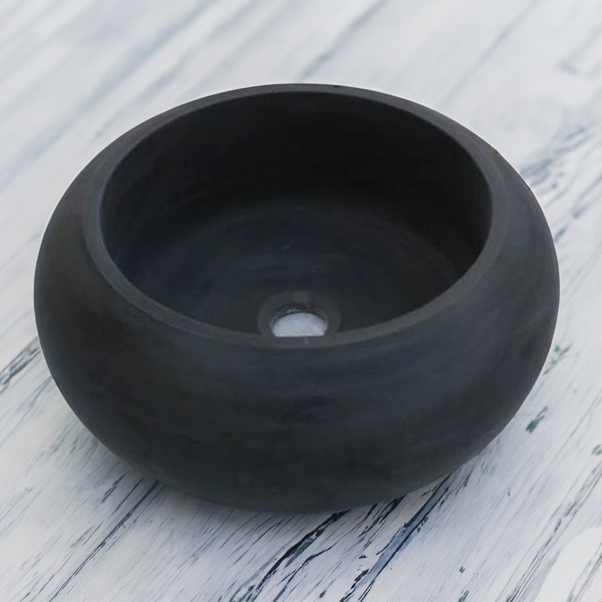 Black Basalt Marble Sink, Round Rustic Countertop Design Adds Charm and ...