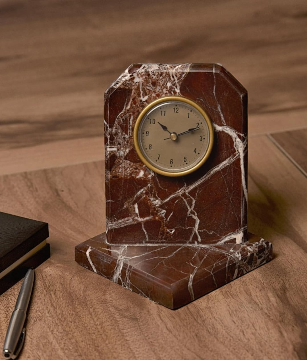 Marble Analog Desk Clock, Minimalist Clock, Marble Clock for Desk ...