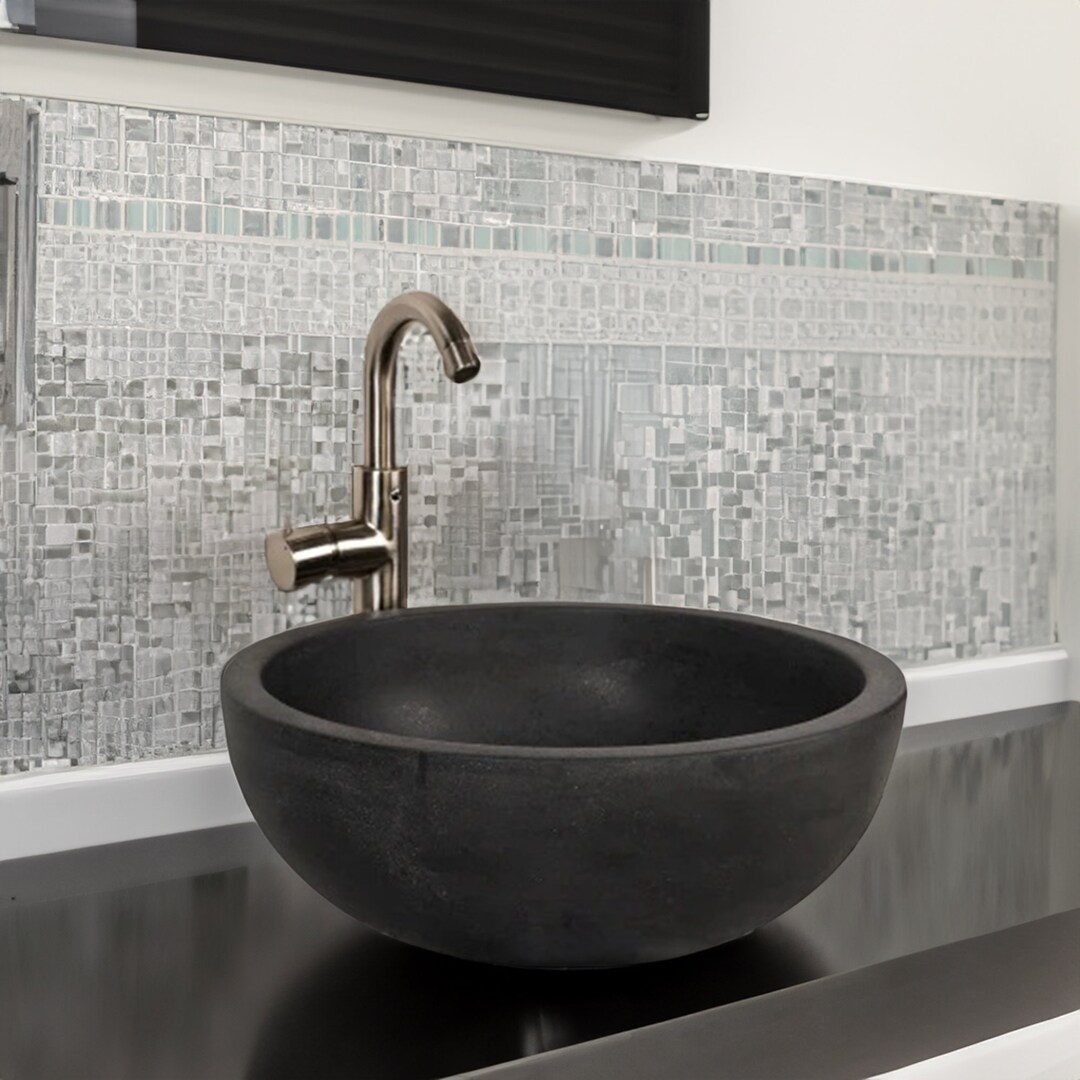 Basalt Black Round Sink %100 Natural Stone Handmade Washbasin - Etsy