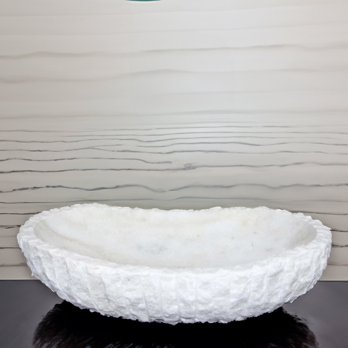 White Marble Trough Sink, Verticel Split Design Vessel, %100 Natural ...