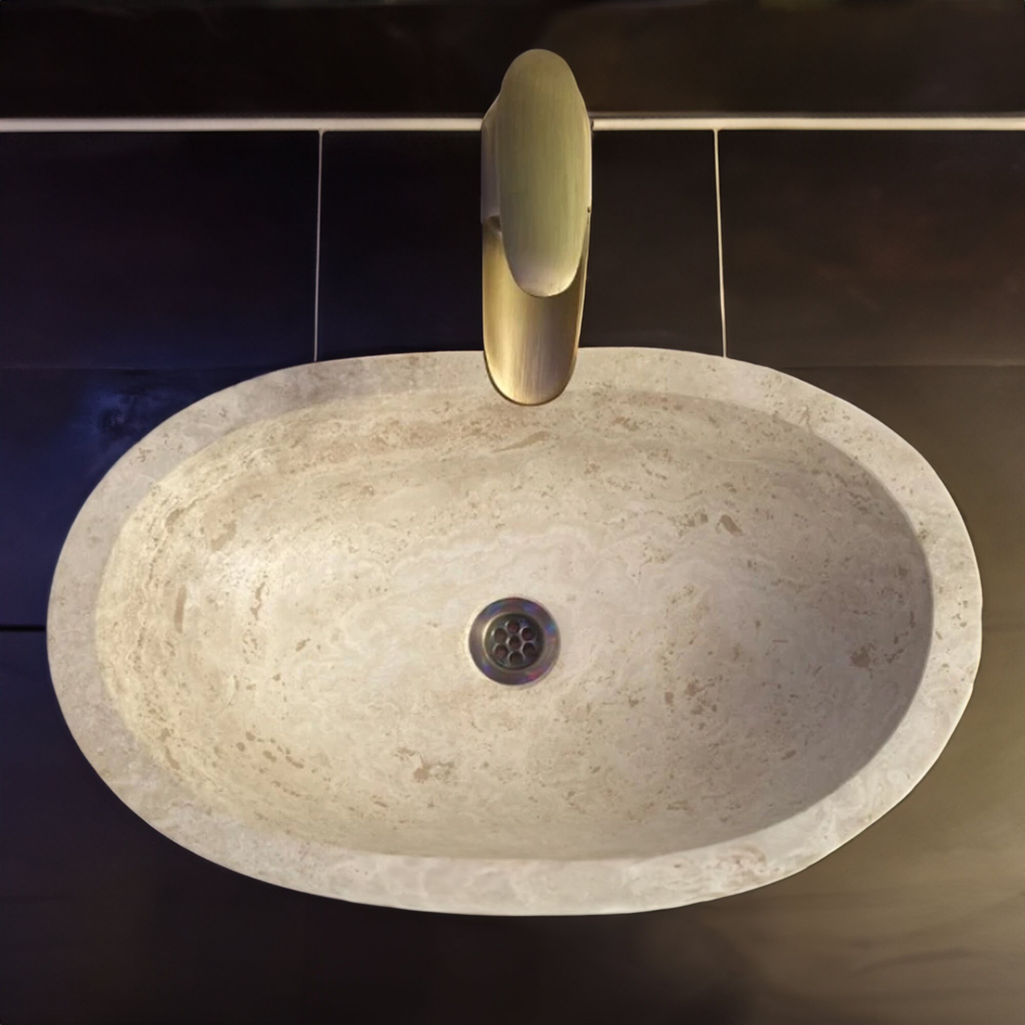 Boat Shape Trough Sink, Travertine Washbasin, Natural Stone Vessel Sink ...