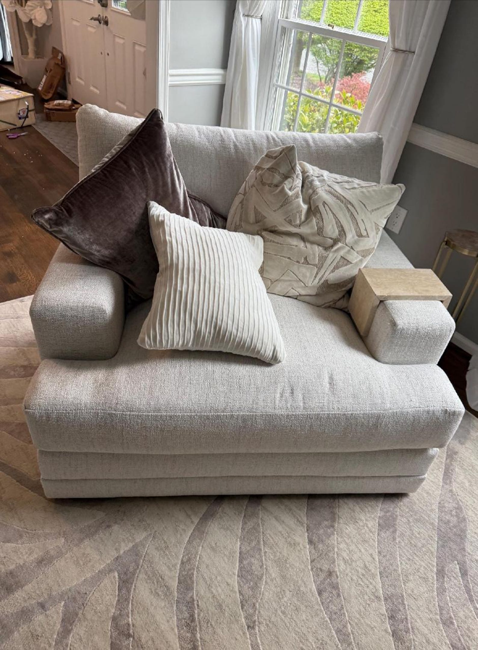 Travertine Couch Arm Rest Table With Magazine Stand: Natural Stone Sofa ...
