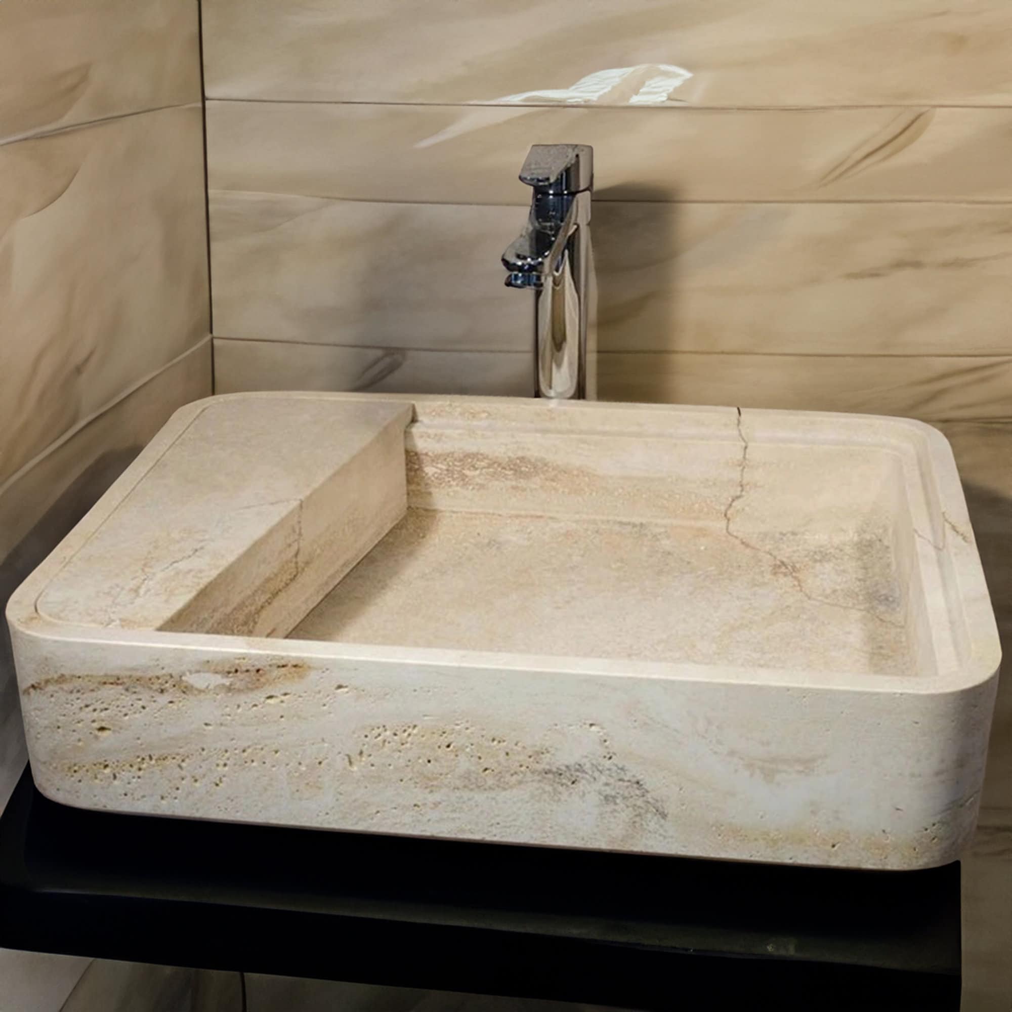 Travertine Concealed Sink, Covered Design Rectangular Sink With ...