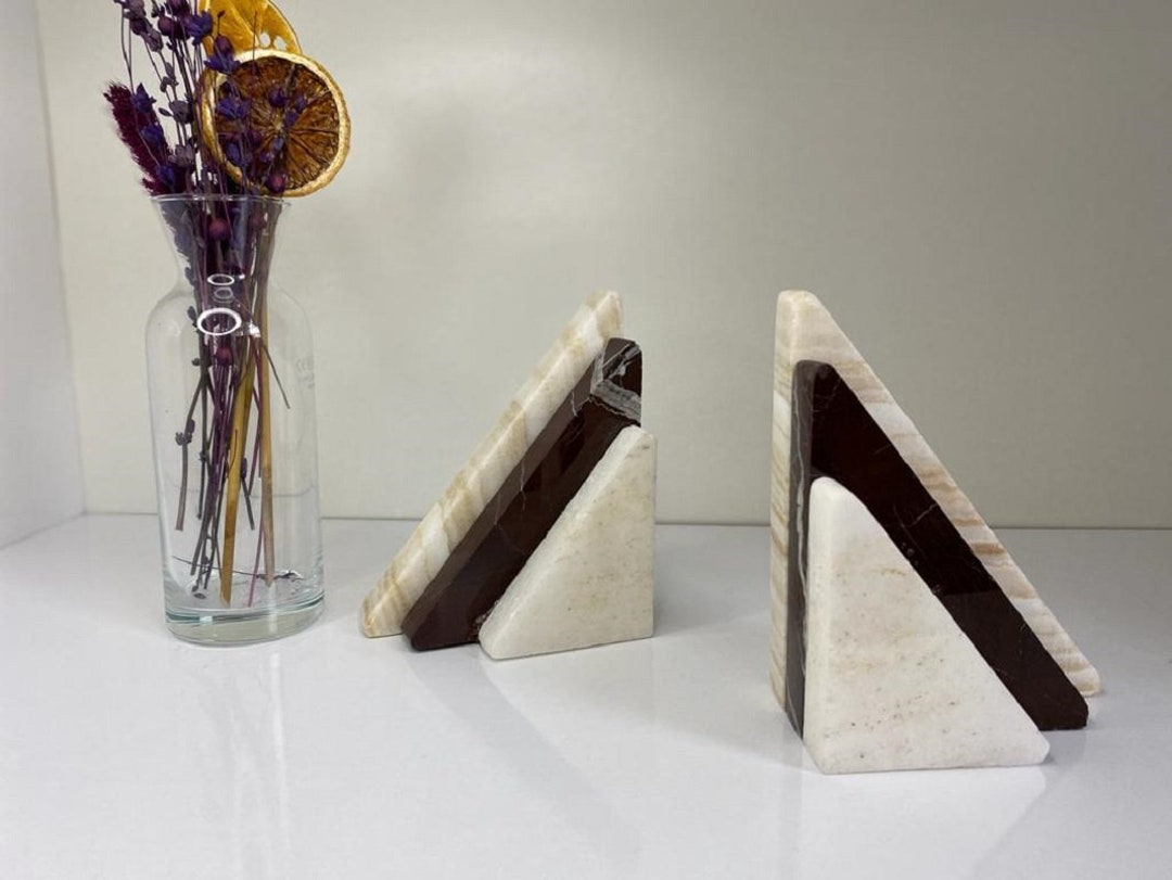 Triangle Marble Bookend Storage Floating Shelves,book Stand,library ...