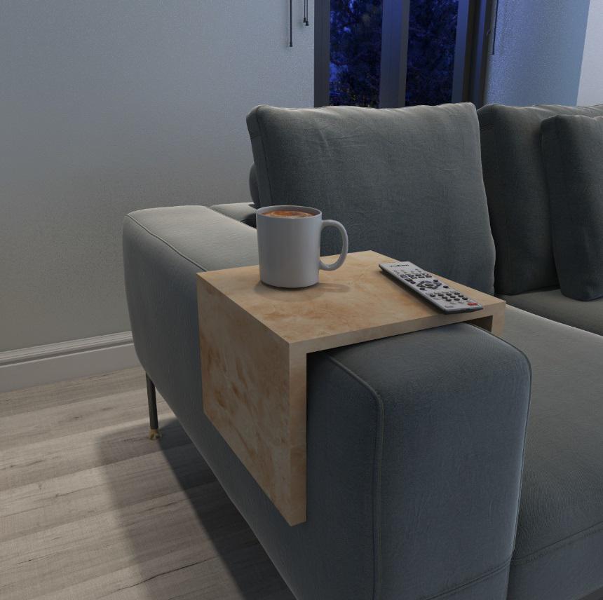 Travertine Couch Arm Rest Table With Magazine Stand: Natural Stone Sofa ...