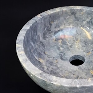 Afyon Grey Marble Sink, Oval Bowl Marble Sink, Bathroom Dished ...