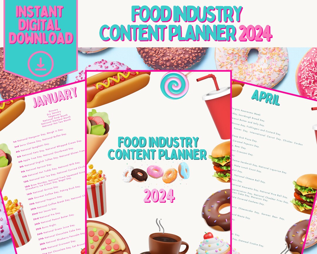 2024 Content Calendar for Food Industry, Social Media Content Calendar ...