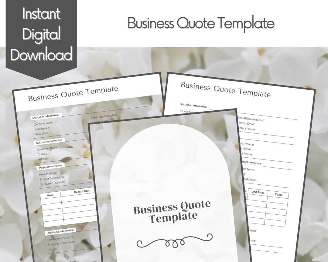 Printable Price Estimate Template Instant Download Editable Quotation ...